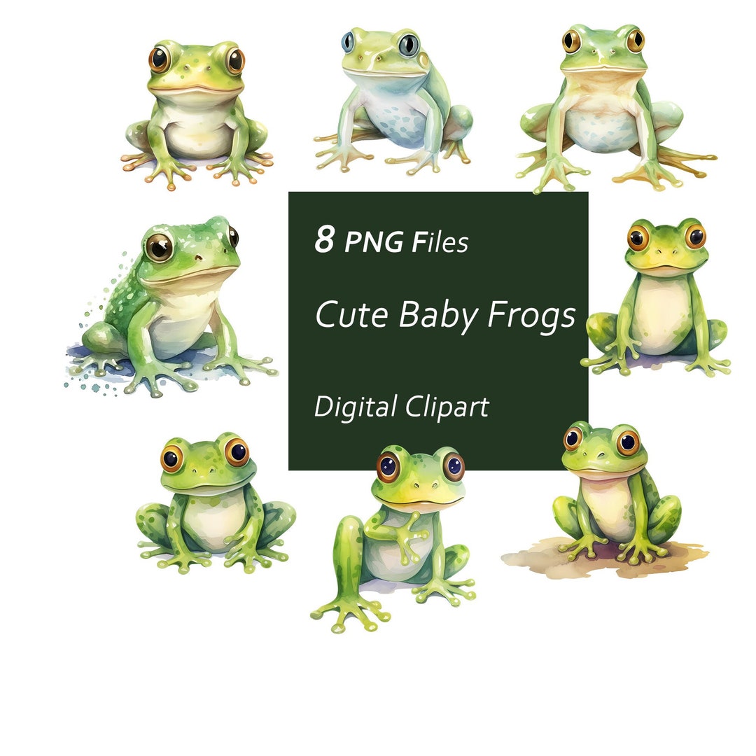 Cute Baby Frog Clipart Set - Cute Animals - Whimsical Frogs - Instant ...