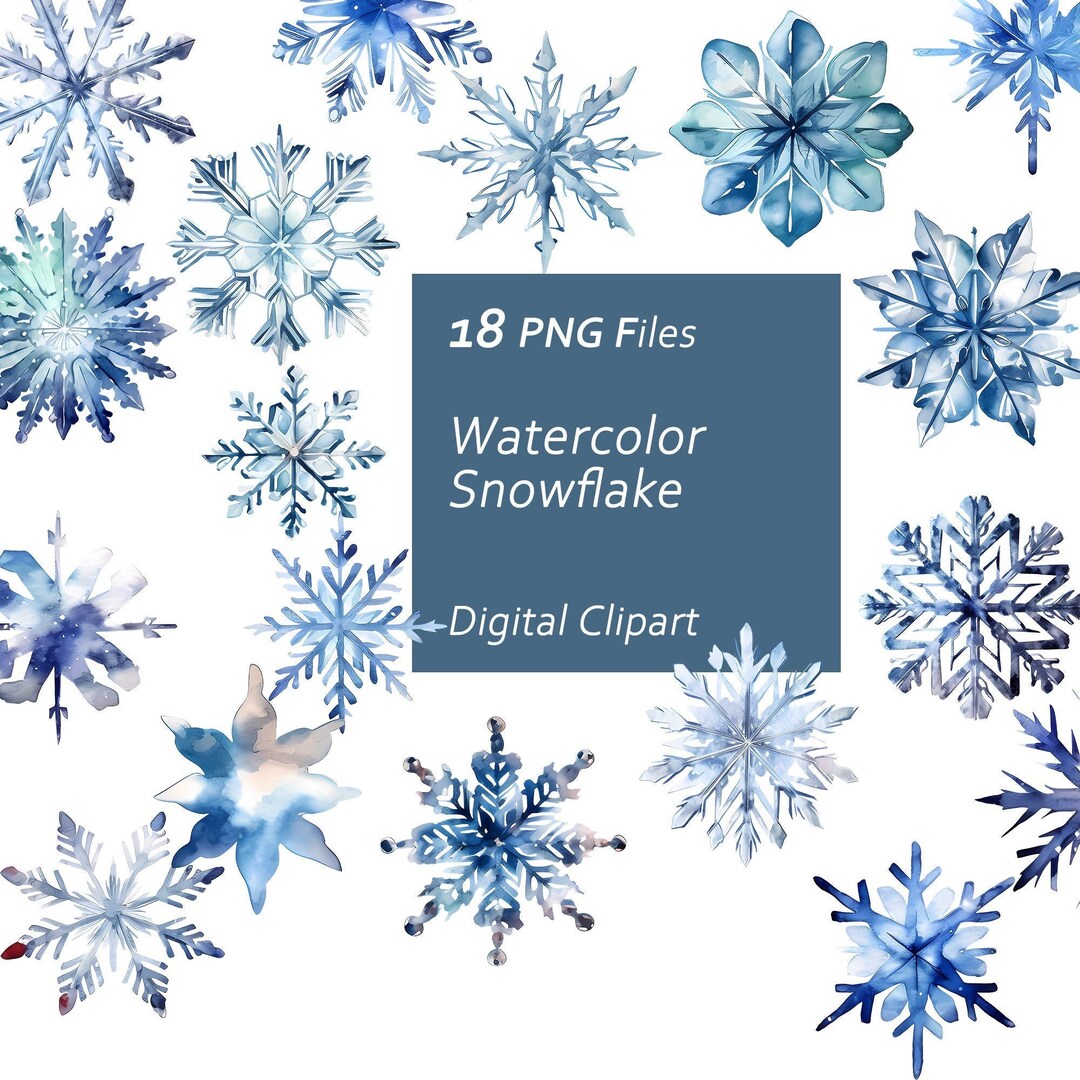Watercolor Snowflake Clipart Set - Whimsical Snowflake - Winter Snow ...