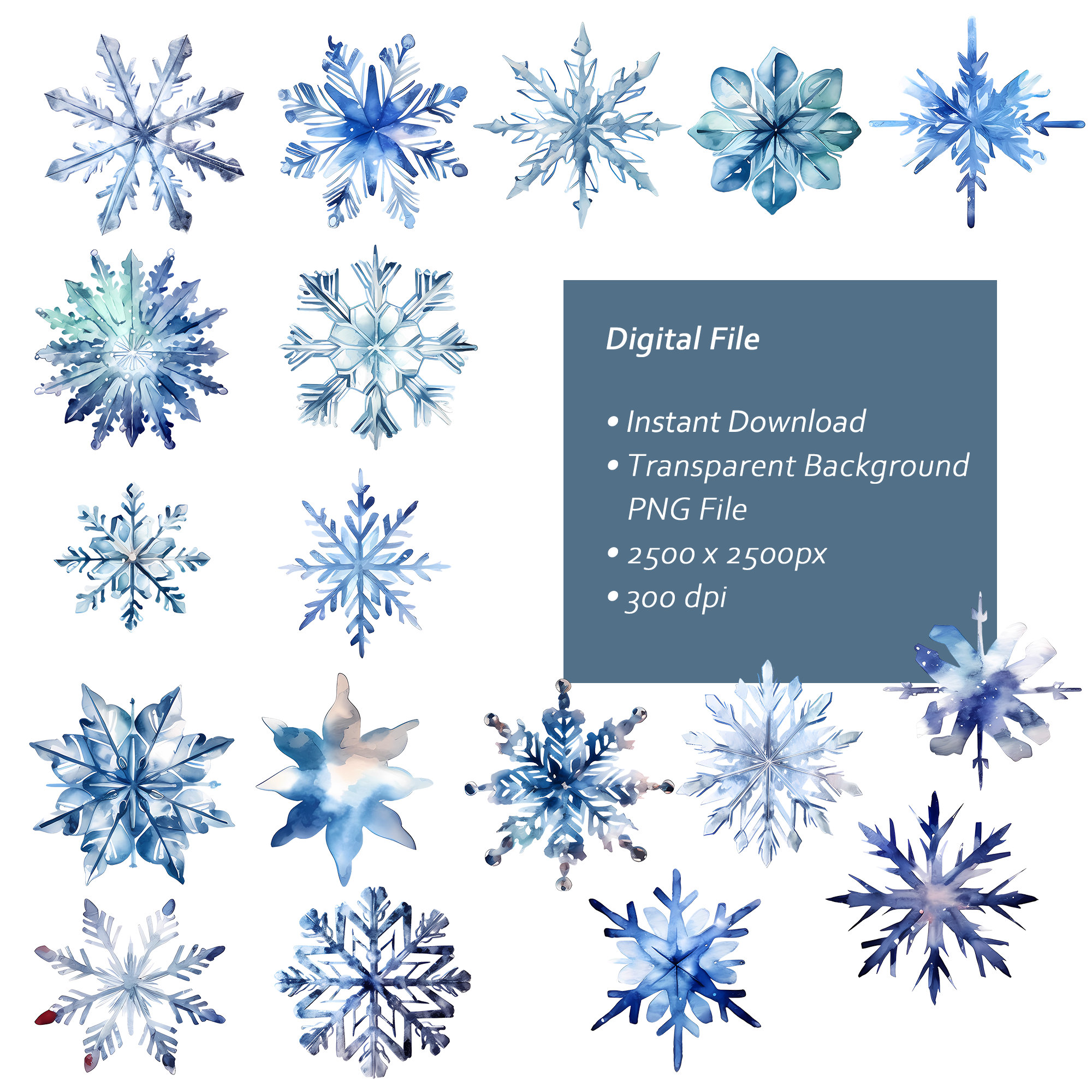 Watercolor Snowflake Clipart Set - Whimsical Snowflake - Winter Snow ...