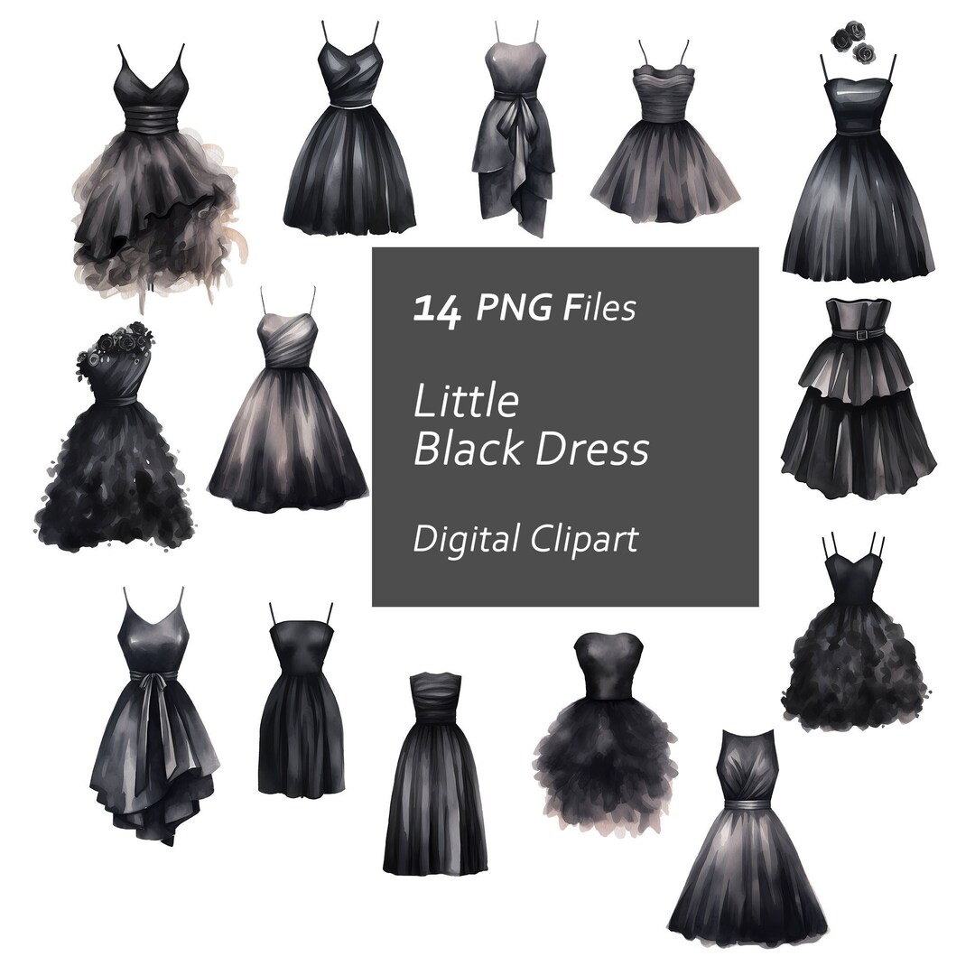 Little Black Dress Clipart Set - Watercolor Dresses - Black Dress Set ...