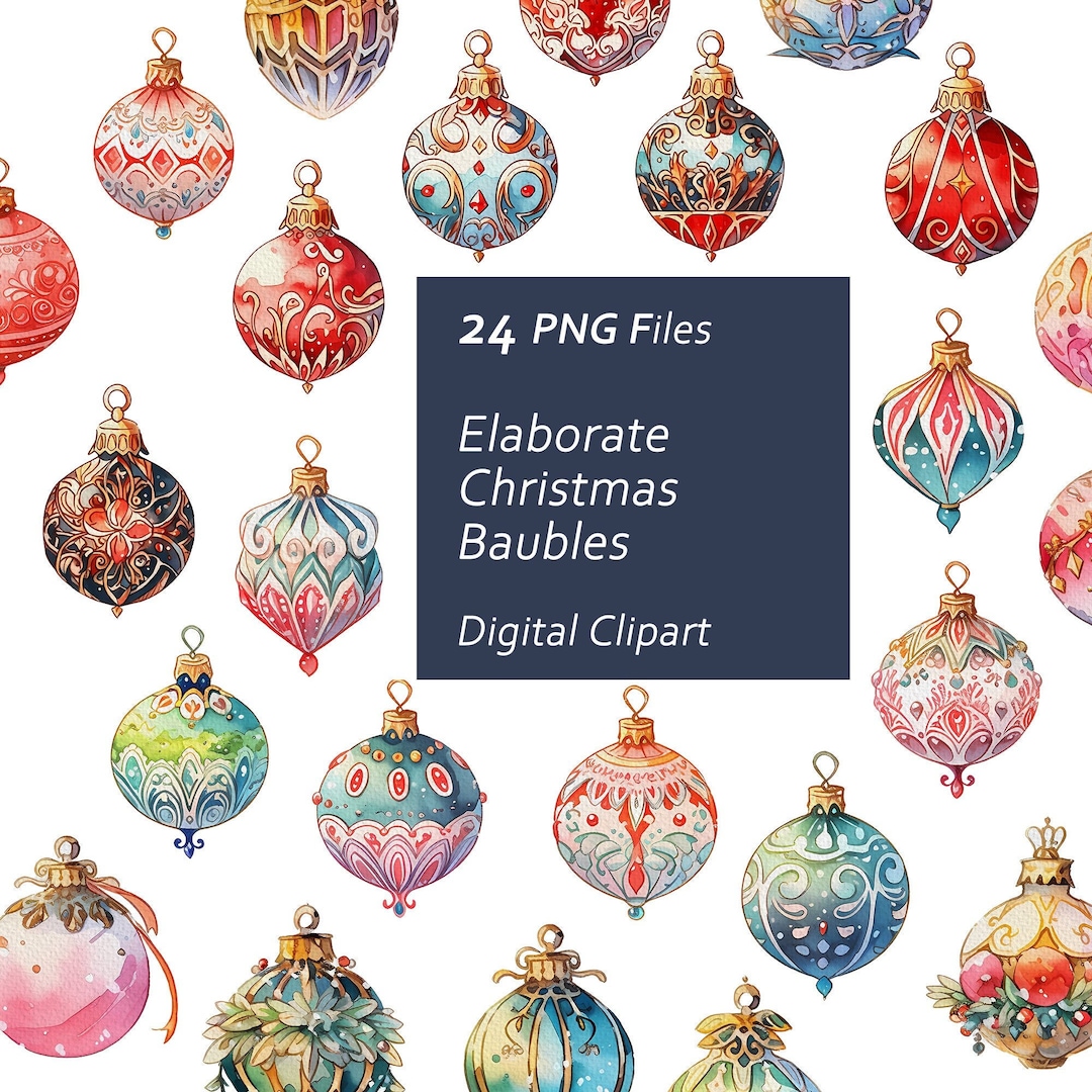 Elaborate Christmas Baubles Clipart Set - Xmas Baubles - Ornamental ...