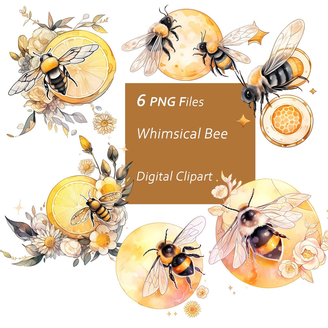 Whimsical Bee Clipart Set - Adorable Bee - Nature Joy - Whimsical ...