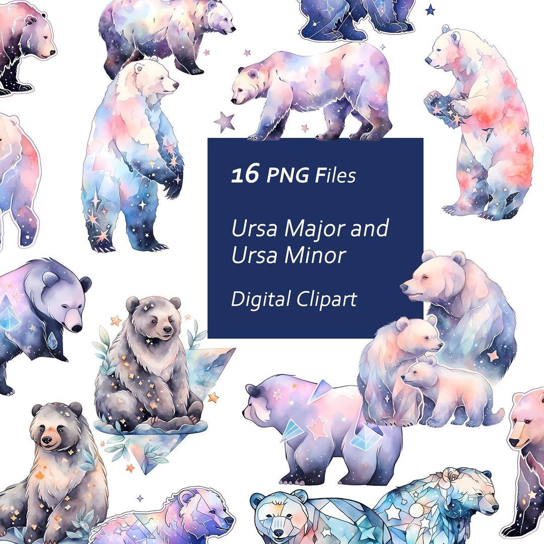 Ursa Major and Ursa Minor Clipart Set - Star Bears - Celestial Art ...