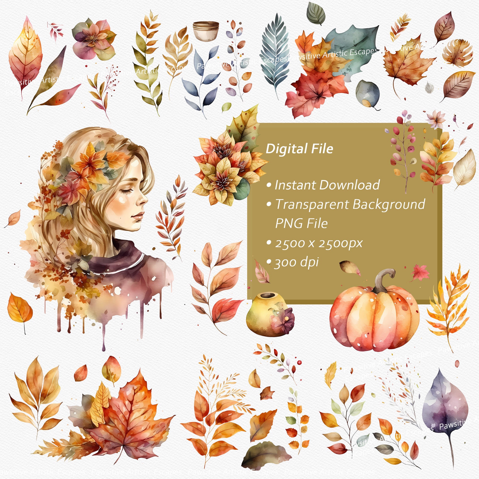 Autumn Watercolor Clipart Set - Watercolor Leaves - Watercolor Fall ...