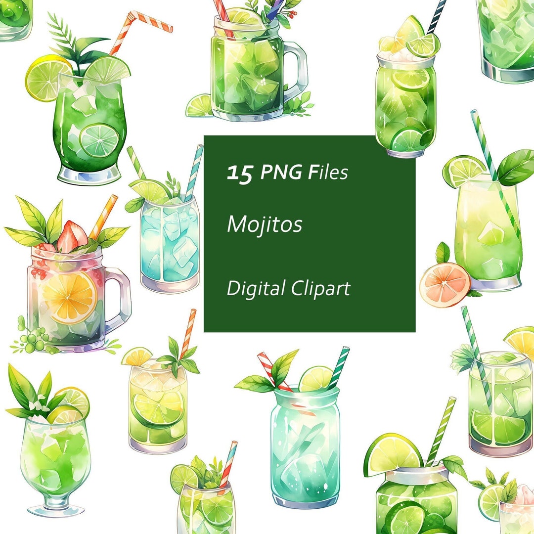 Mojitos Clipart Set - Whimsical Cocktail - Whimsical Mojito - Instant ...