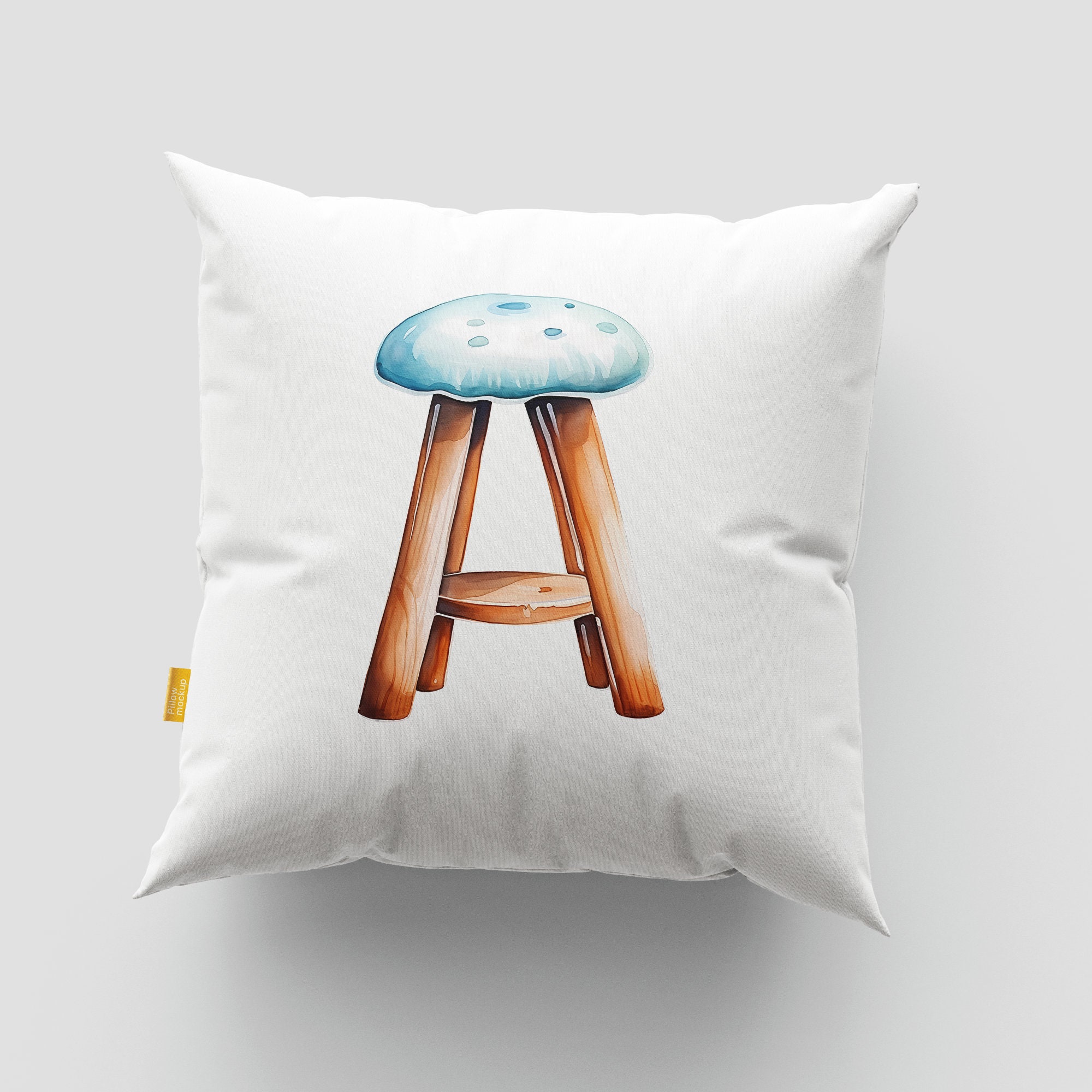 Watercolor Wood Stool Clipart Set - Whimsical Furniture Prints (instant ...