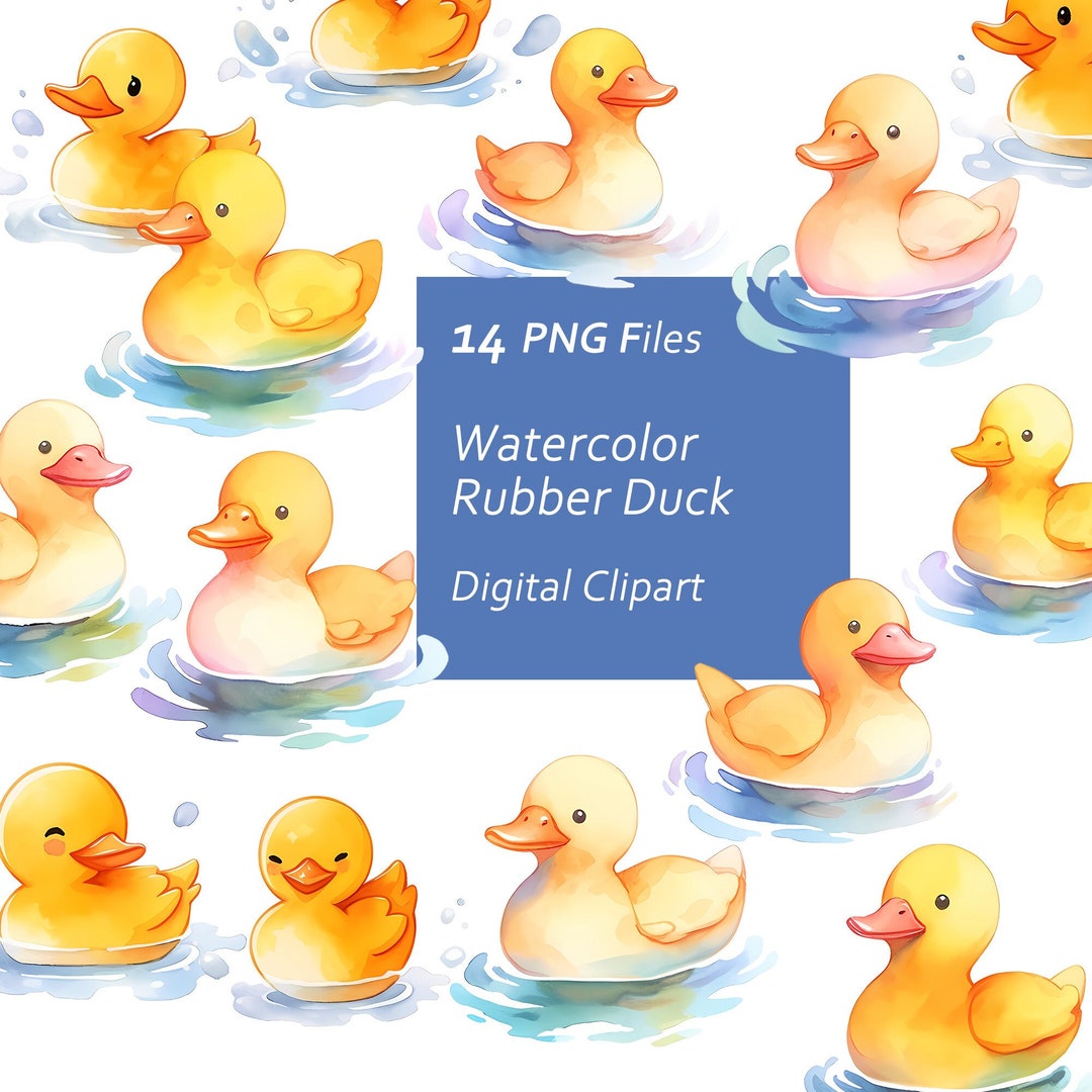 Watercolor Rubber Duck Clipart Set - Bathtime Prints - Instant Download ...