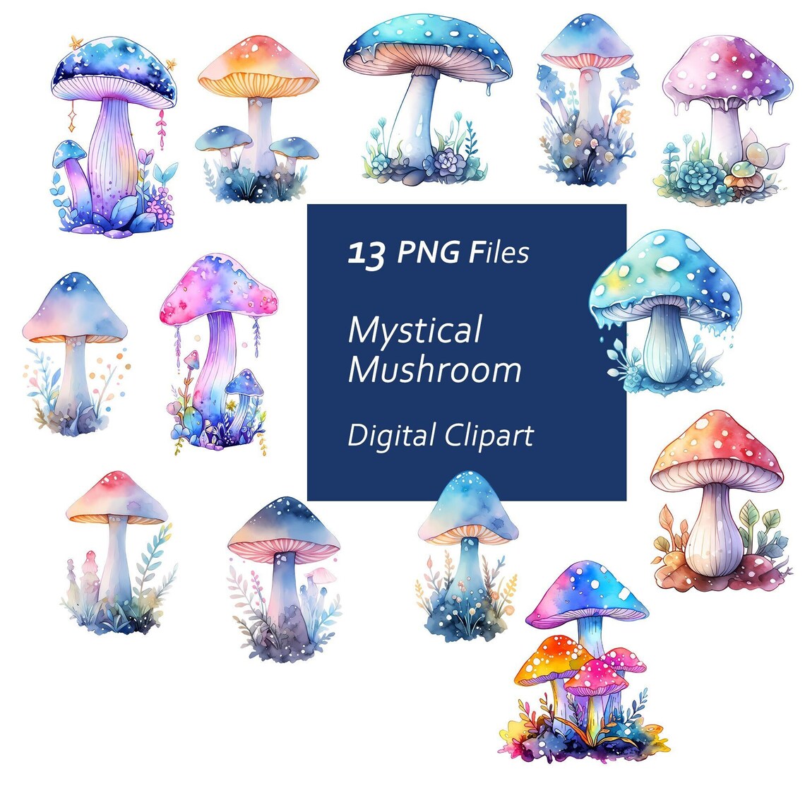 Mystical Mushroom Clipart Set – Fantasy PNG Graphics (commercial Use ...
