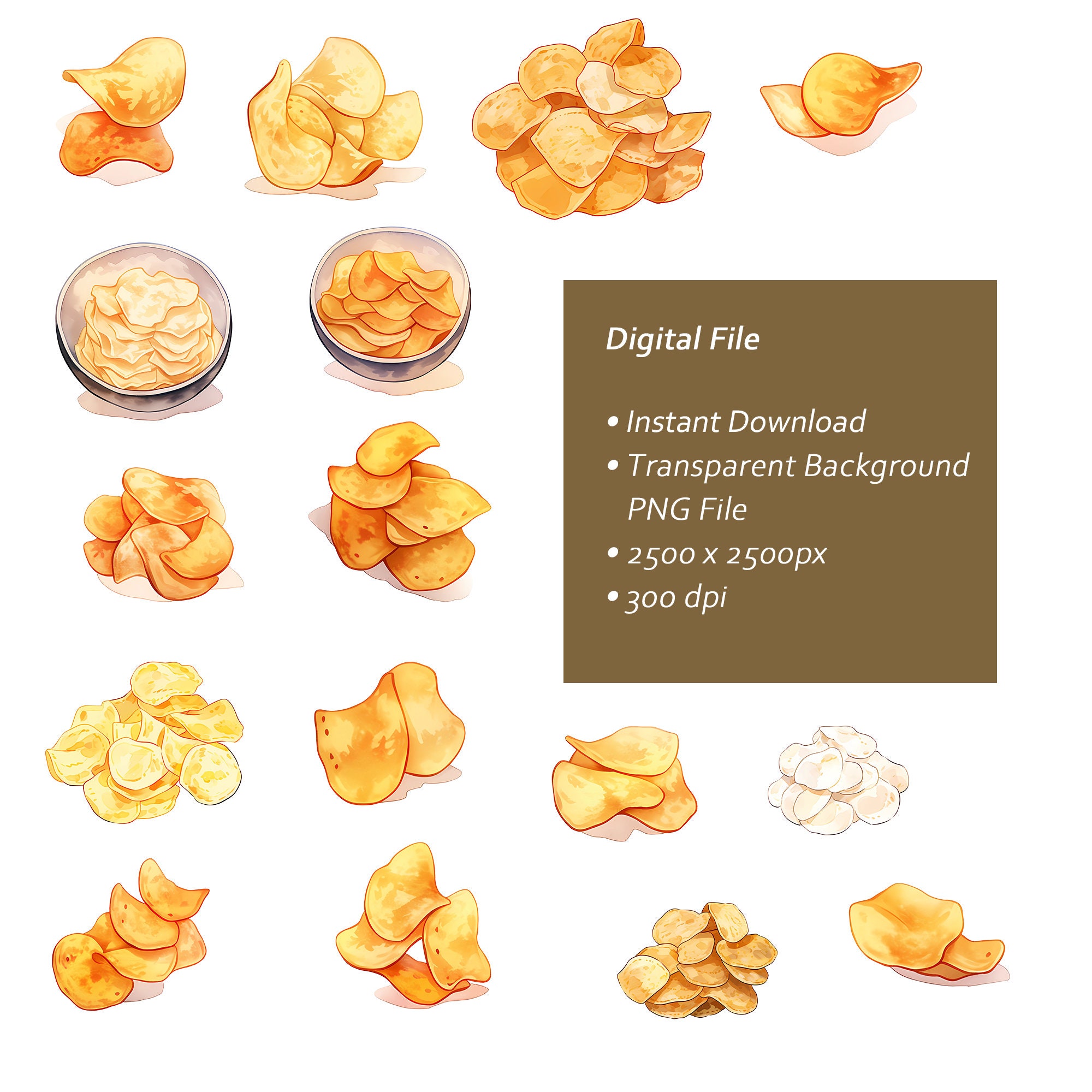 Potato Chips Clipart Set - Snack Theme - Culinary Bundle - Instant ...