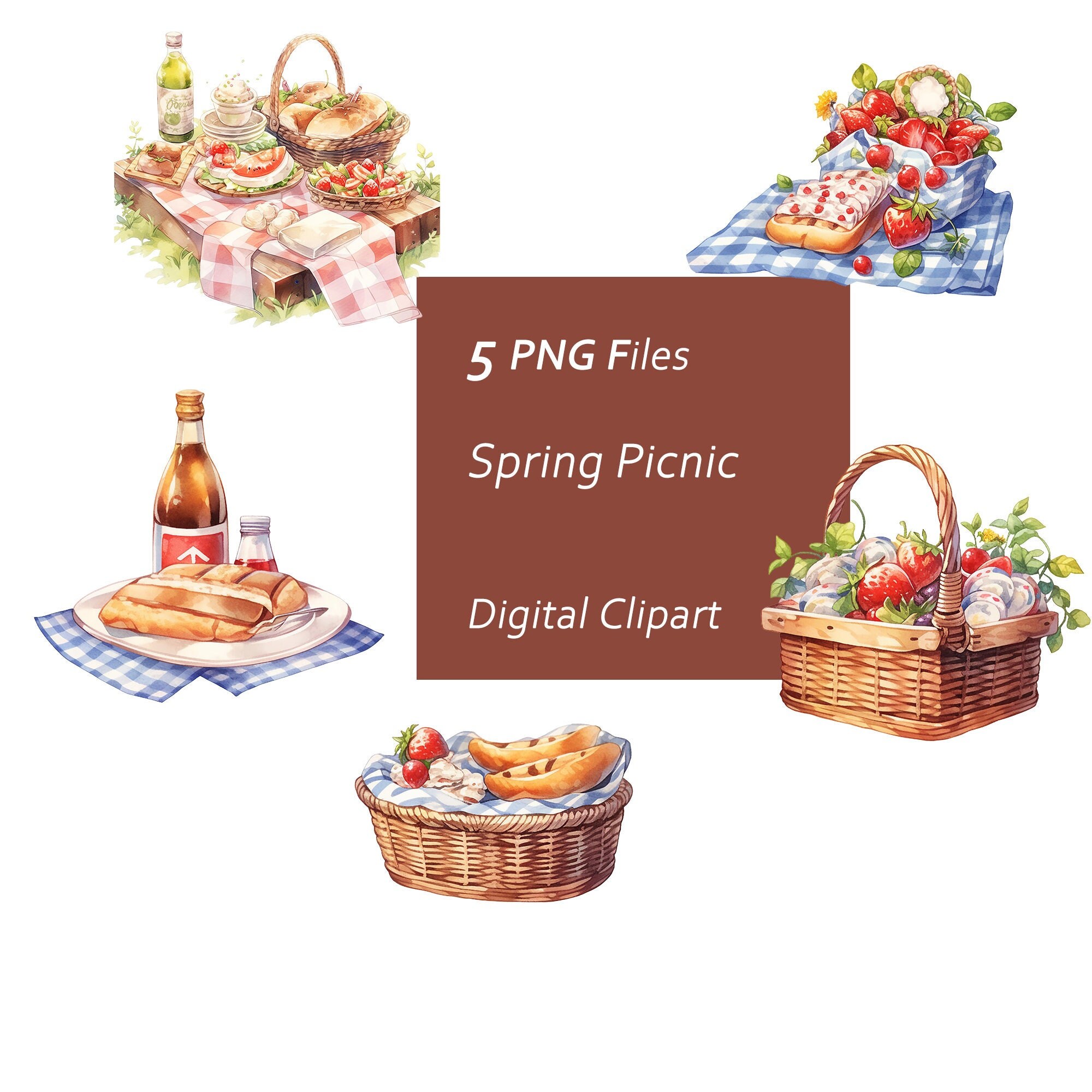 Spring Picnic Clipart Set - Seasonal Graphics - Instant Download PNG ...