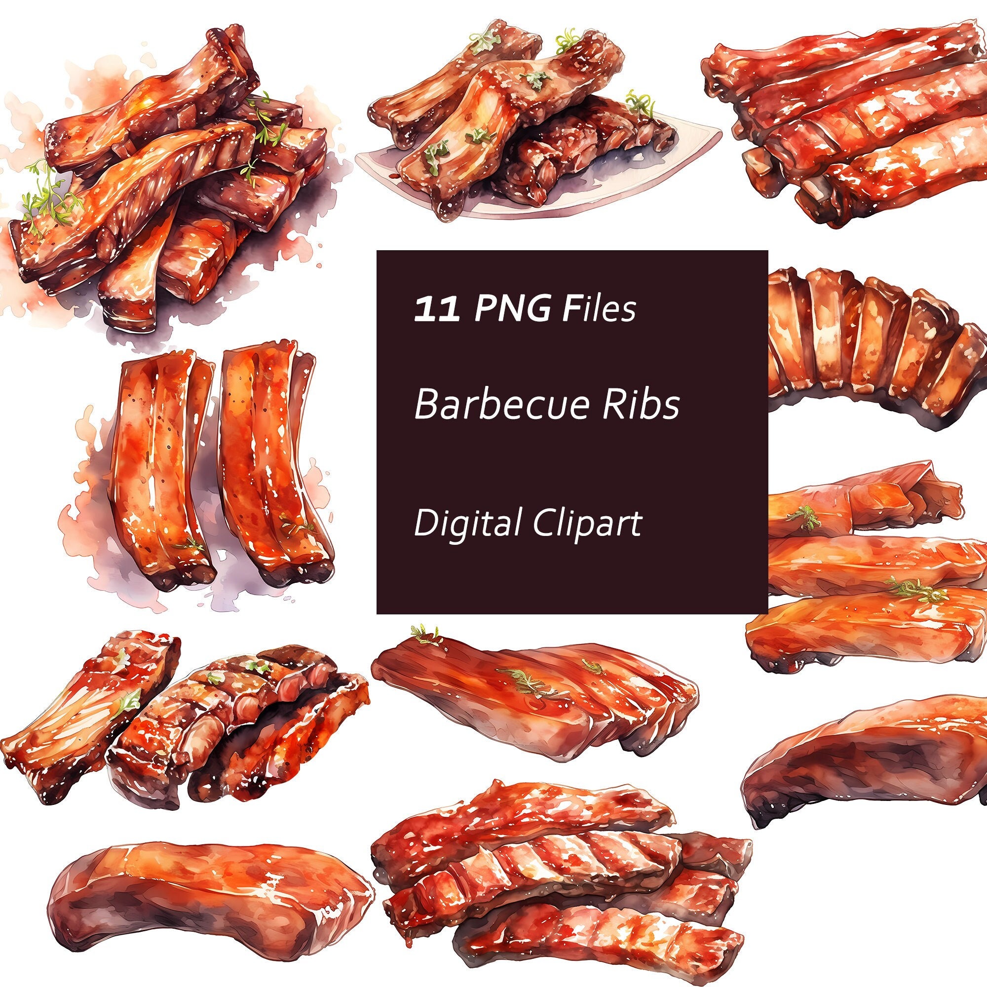 Barbecue Ribs Clipart Set - BBQ Ribs - Whimsical BBQ - Instant Download ...