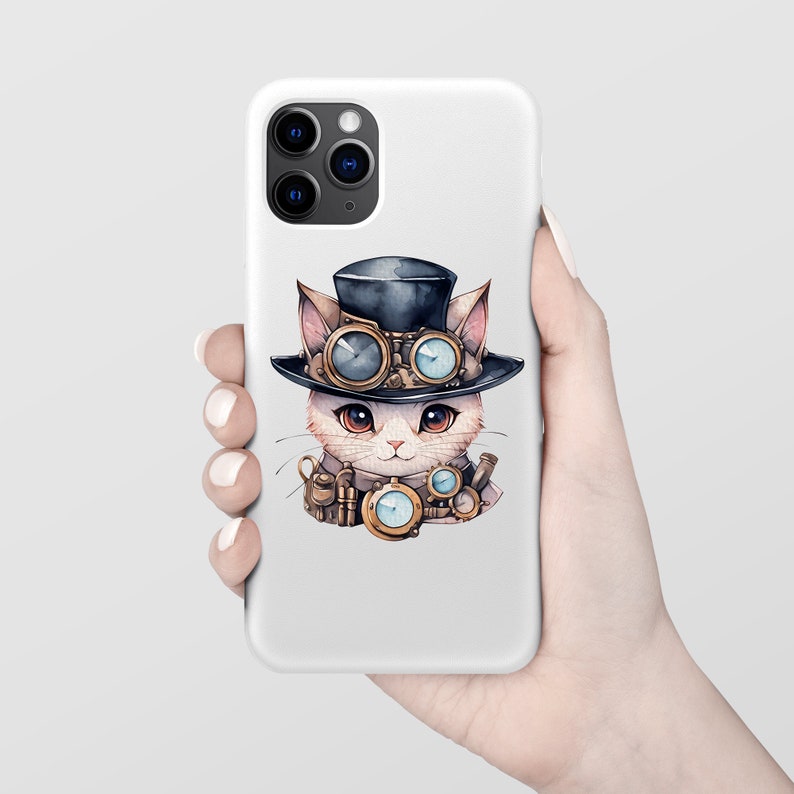 Steampunk Cats Clipart Set - Whimsical Felines - Clockwork Cats ...