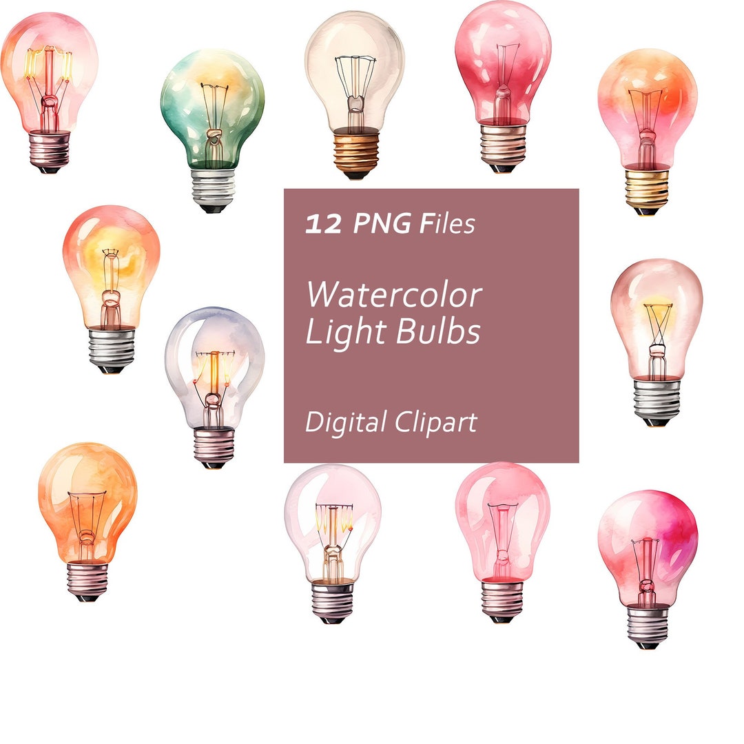 Watercolor Light Bulbs Clipart Set - Whimsical Prints - Light Bulb ...