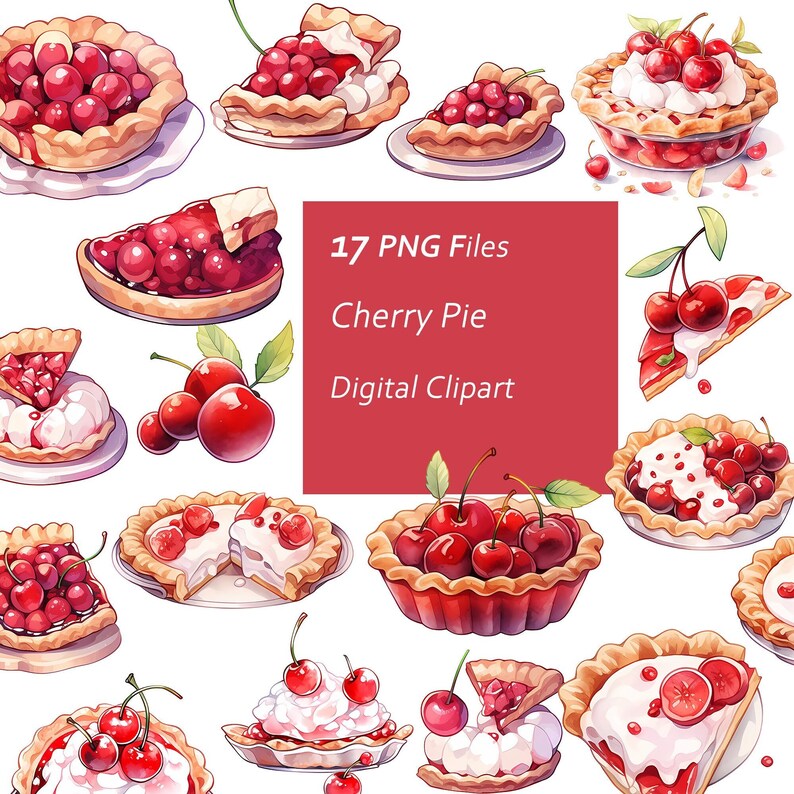 Cherry Pie Clipart Set - Whimsical Pie - Cherry Theme - Baked Goodies ...