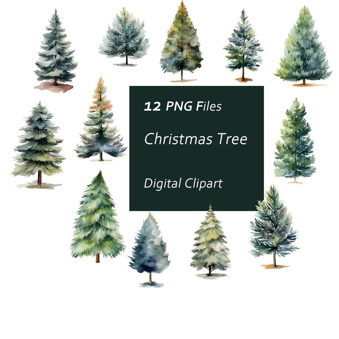 Christmas Tree Clipart Set - Holiday Graphics - Watercolor Trees ...