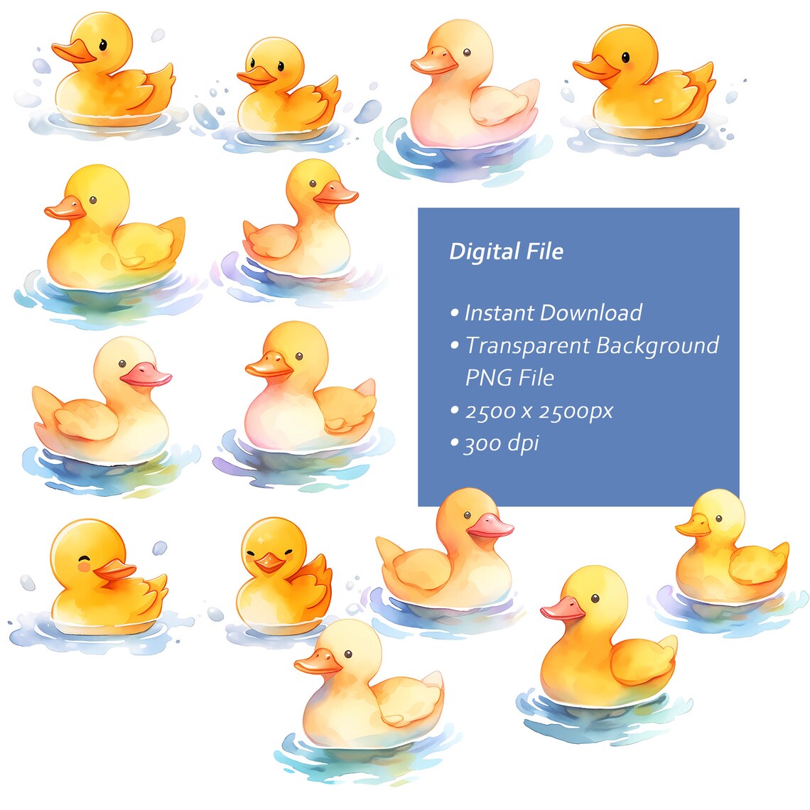 Watercolor Rubber Duck Clipart Set - Bathtime Prints - Instant Download ...