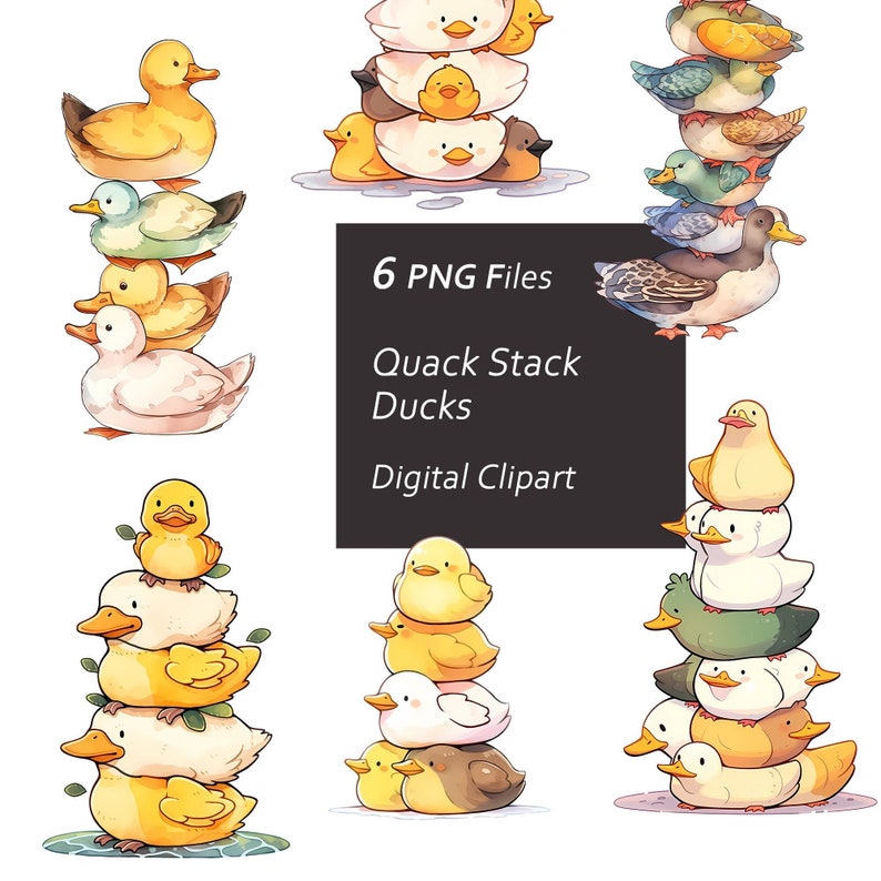 Quack Stack Ducks Clipart Set - Cartoon Animal - Instant Download PNG ...