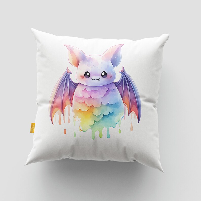 Kawaii Rainbow Ghost Bat Clipart – Halloween PNG Set (digital Download ...