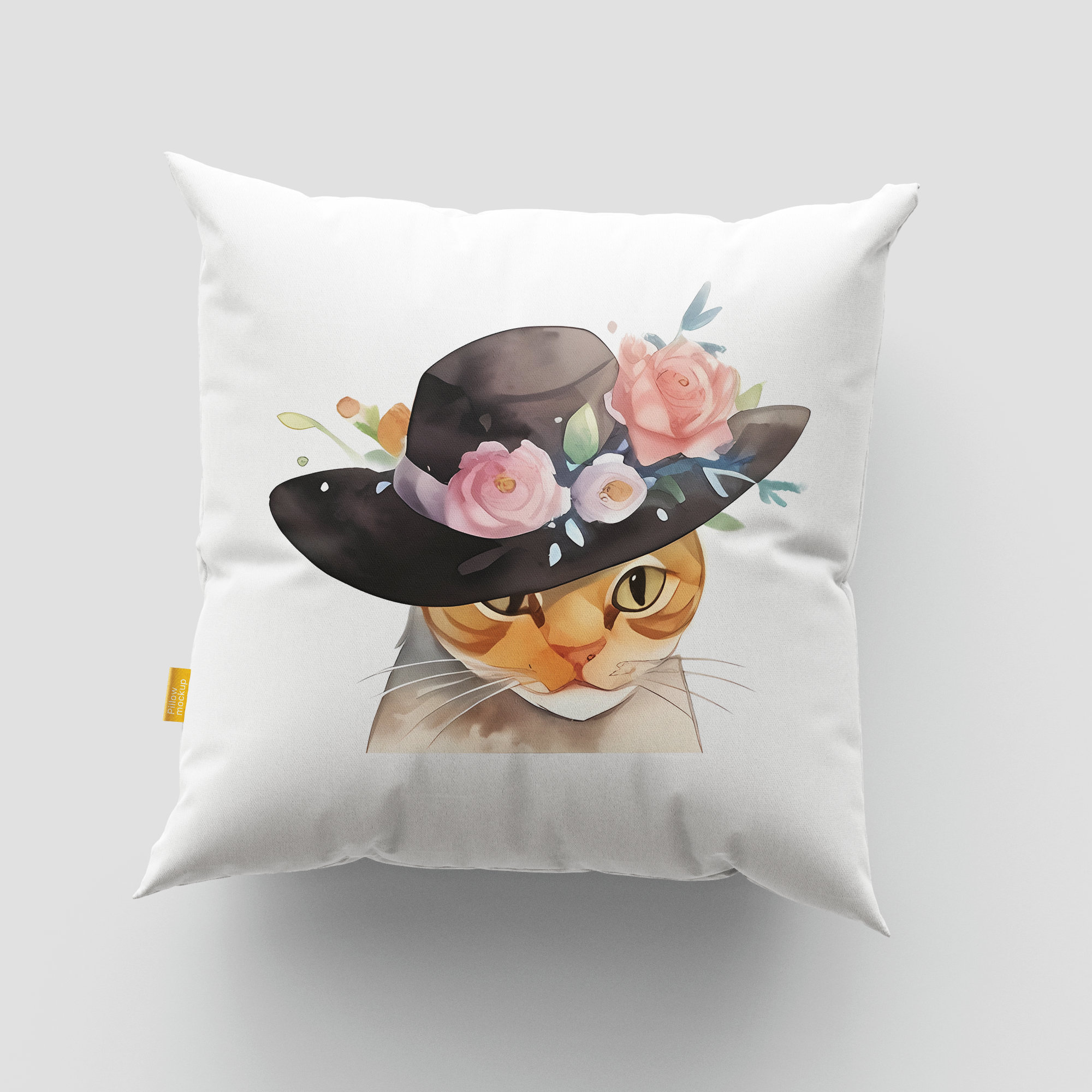 Cat & Floral Hat Watercolor Clipart Set - Cat With Flowers - Floral ...