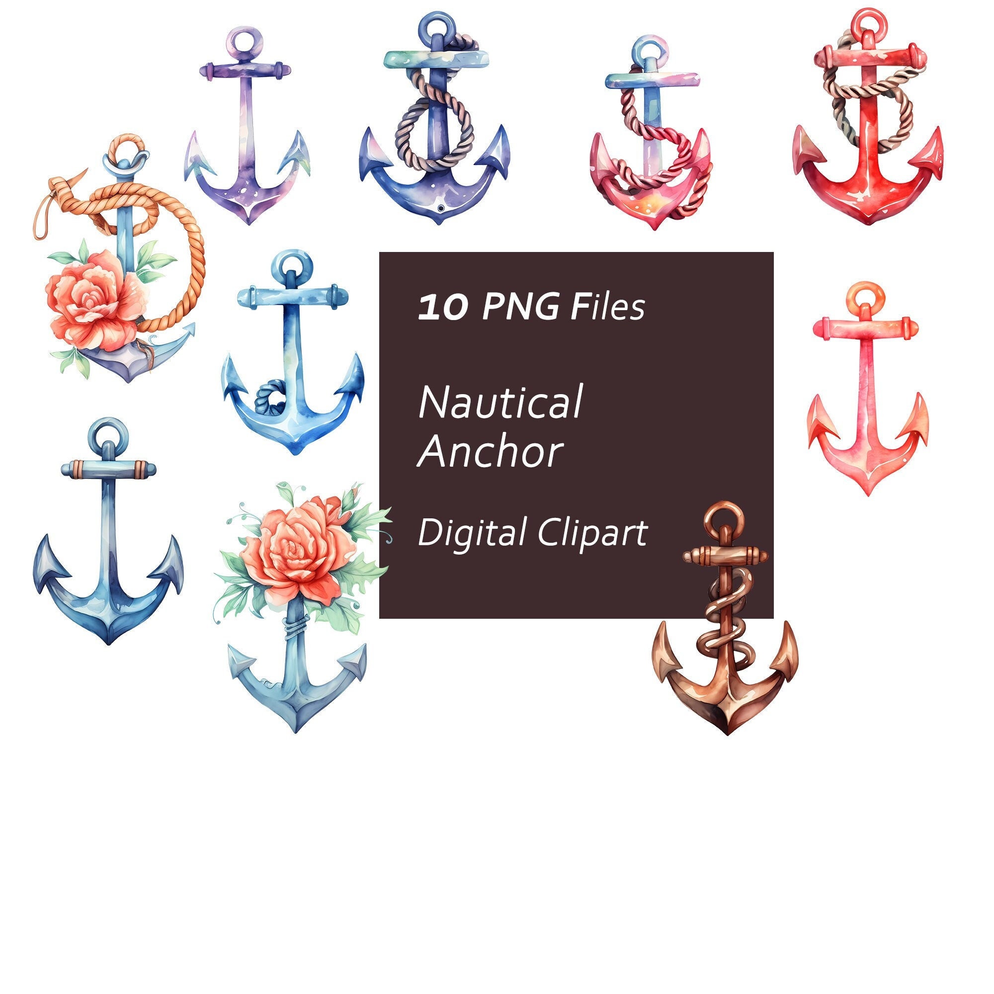 Nautical Anchor Clipart Set - Nautical Anchor - Marine Graphics ...