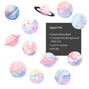Pastel Mini Cosmic Objects Clipart Set - Cosmic Decor - Instant ...