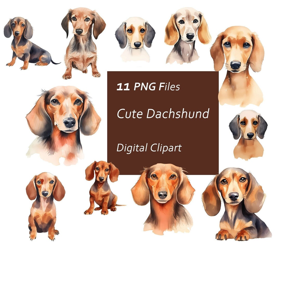 Cute Dachshund Clipart Set - Watercolor Dogs - Pet Prints - Instant ...