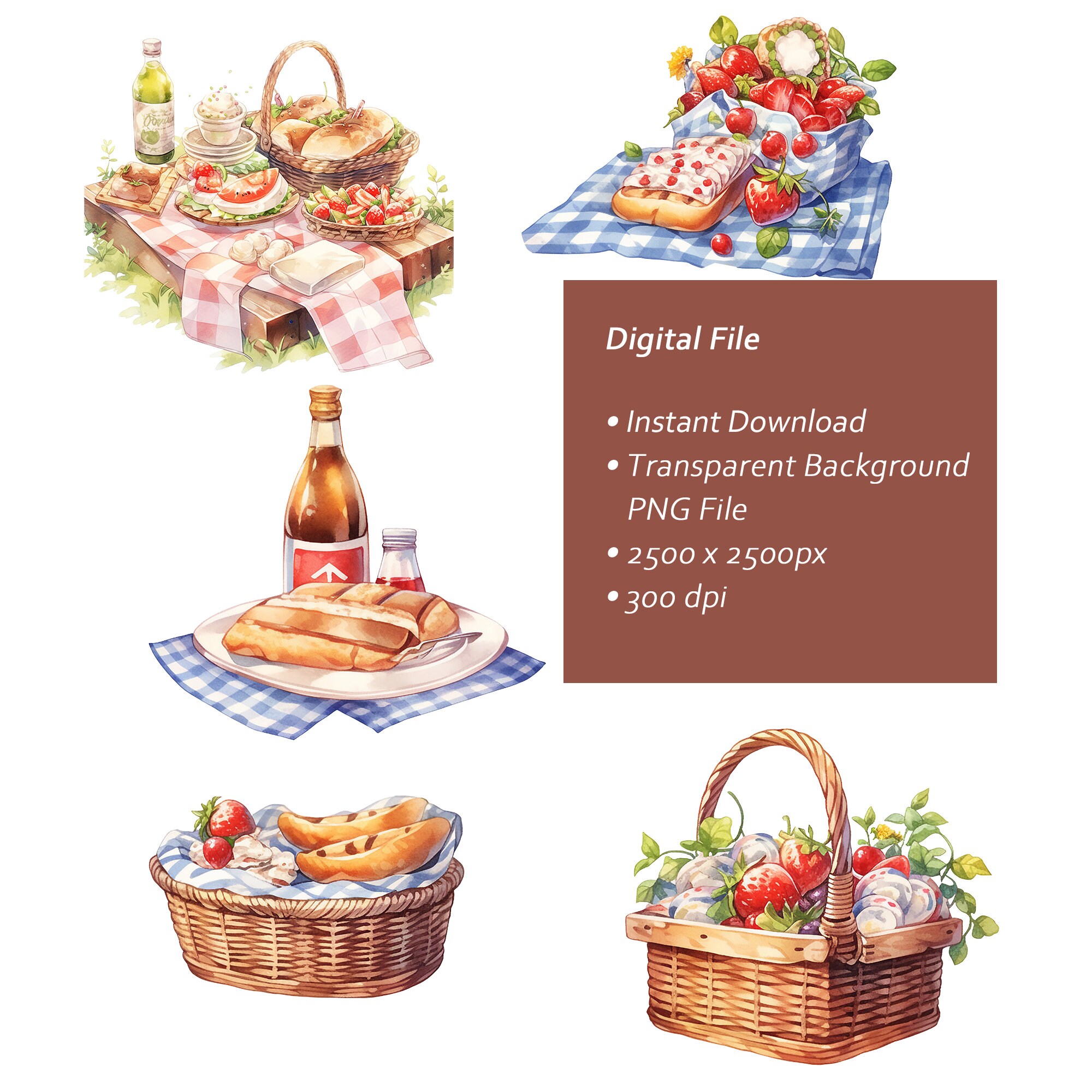 Spring Picnic Clipart Set - Seasonal Graphics - Instant Download PNG ...