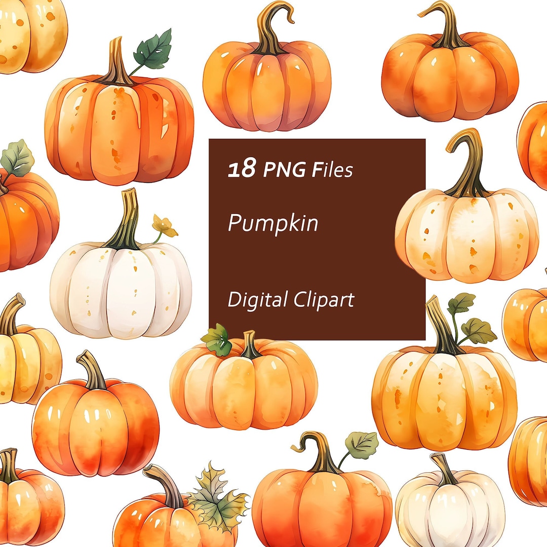 Whimsical Pumpkin Clipart Set – Autumn PNG Images (commercial Use) - Etsy