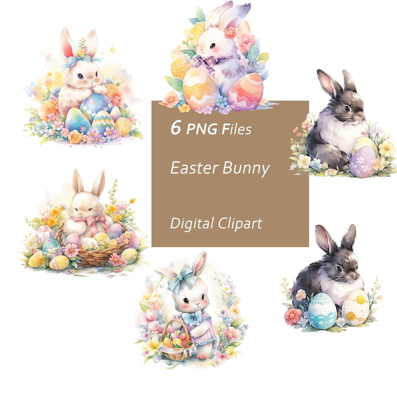 Easter Bunny Clipart Set - Festive Graphics - Easter Decor - Instant ...