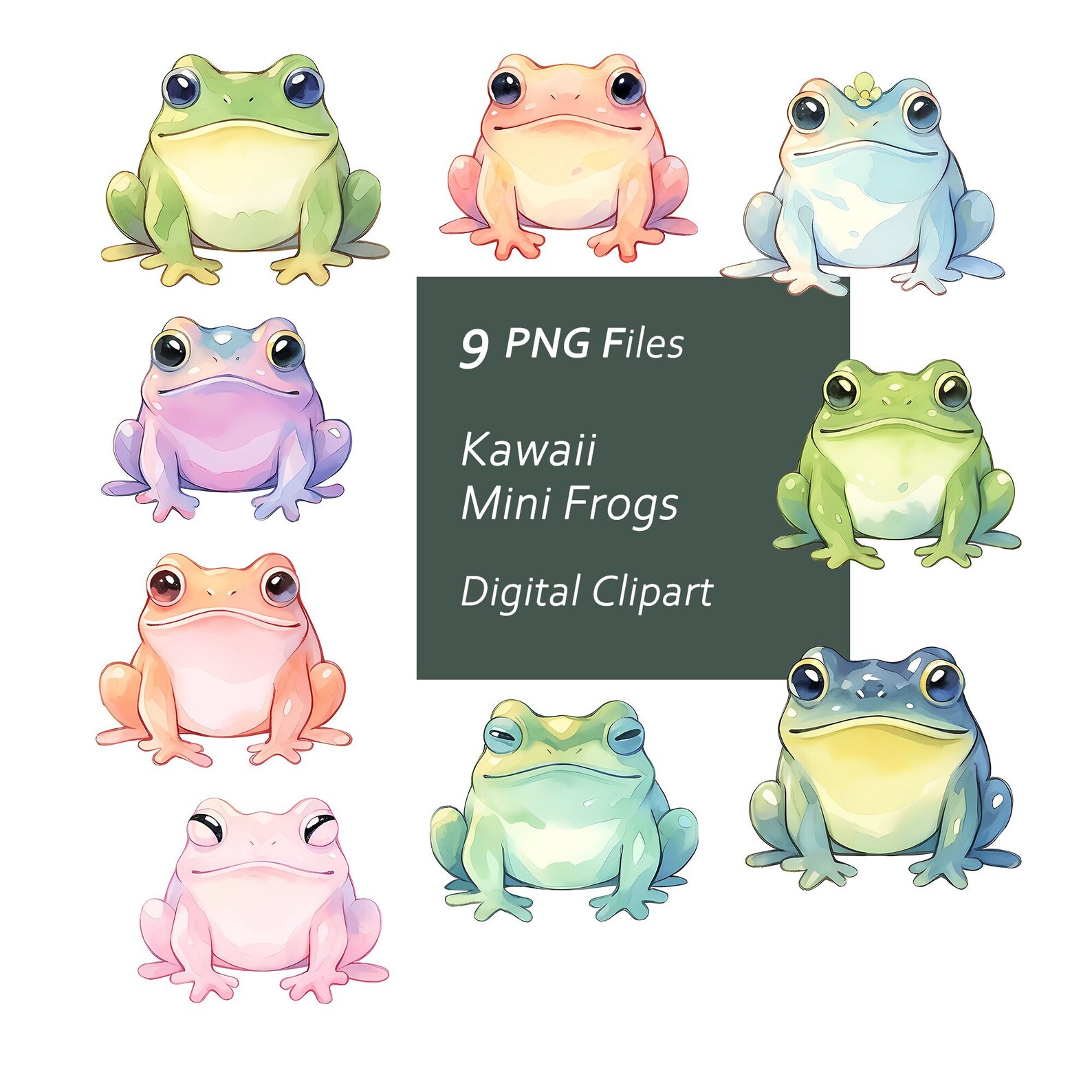 Kawaii Mini Frogs Clipart Set - Animal Illustration - Instant Download ...