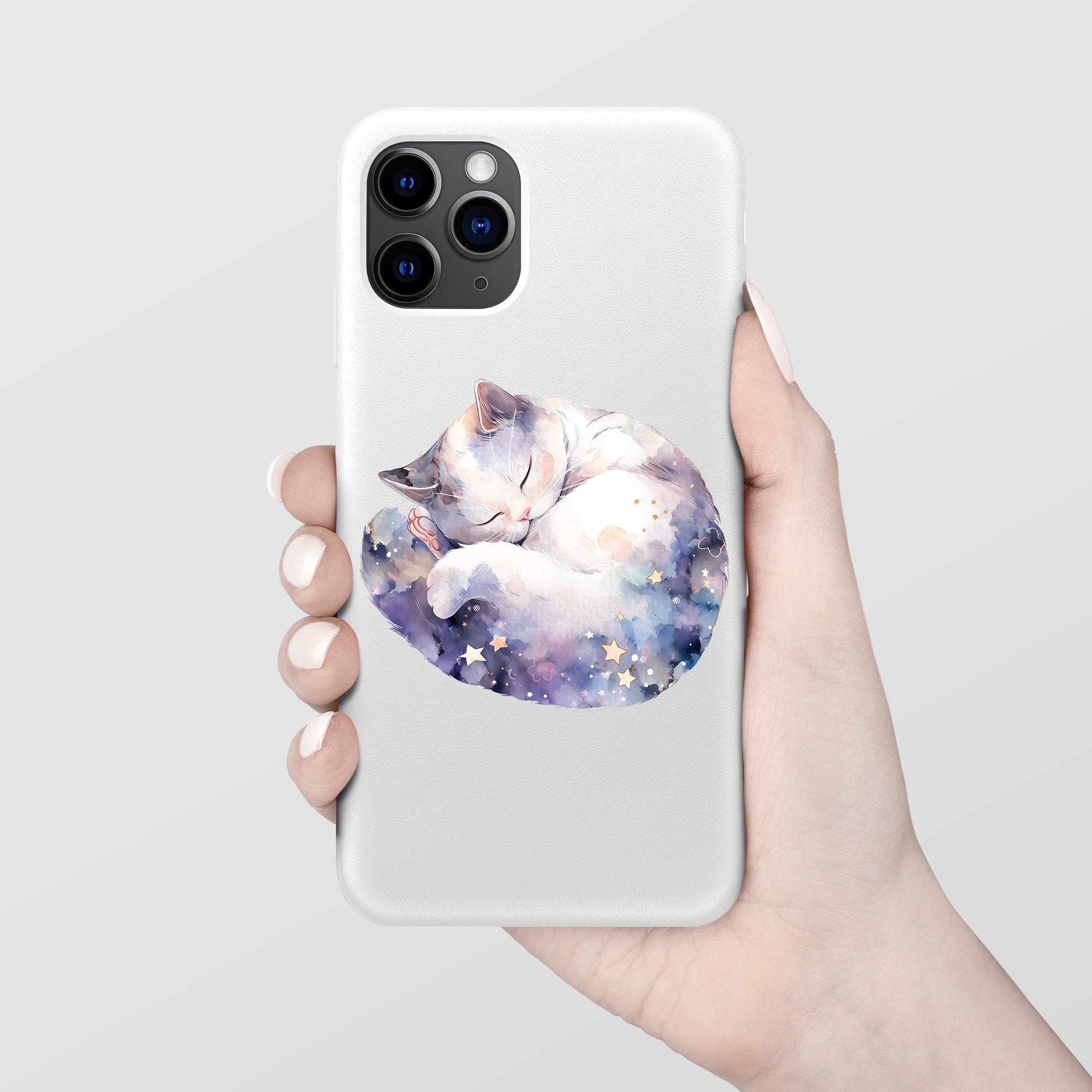 Stardust Sleeping Cat Clipart Set - Whimsical Cat - Sleepy Cat Art ...