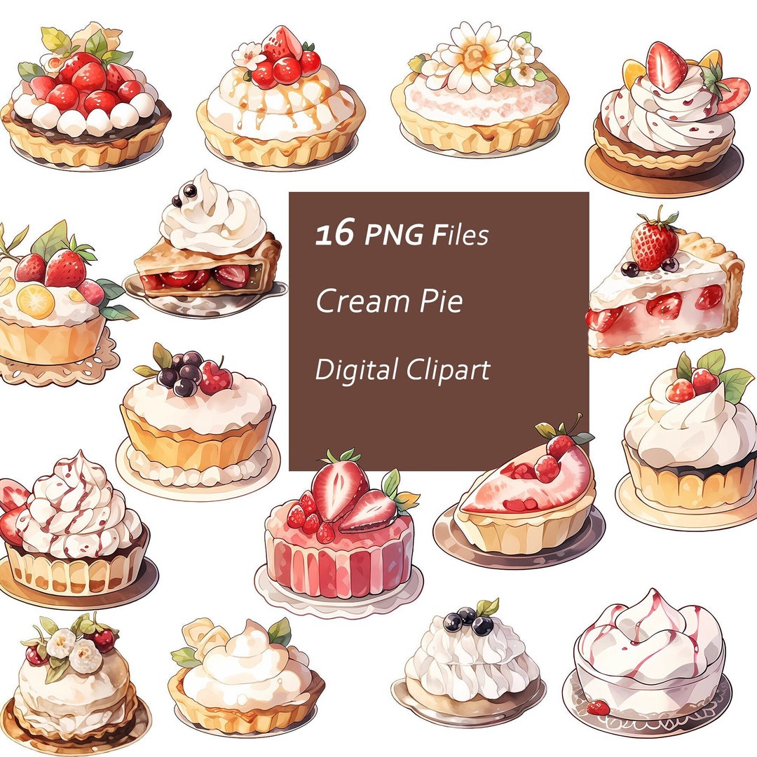 Cream Pie Clipart Set - Sweet Treat - Whipped Cream - Dessert Theme ...