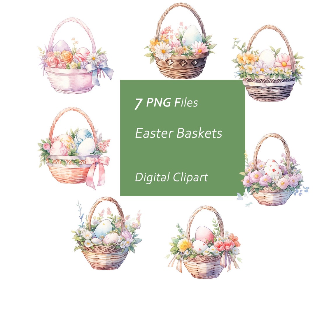 Easter Baskets Clipart Set - Festive Graphics - Easter Decor - Instant ...