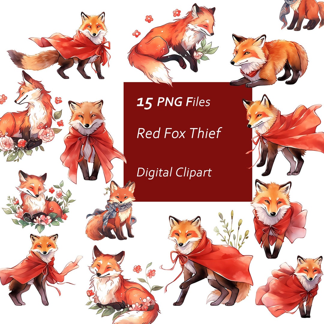 Red Fox Thief Clipart Set - Cartoon Animal - Instant Download PNG ...