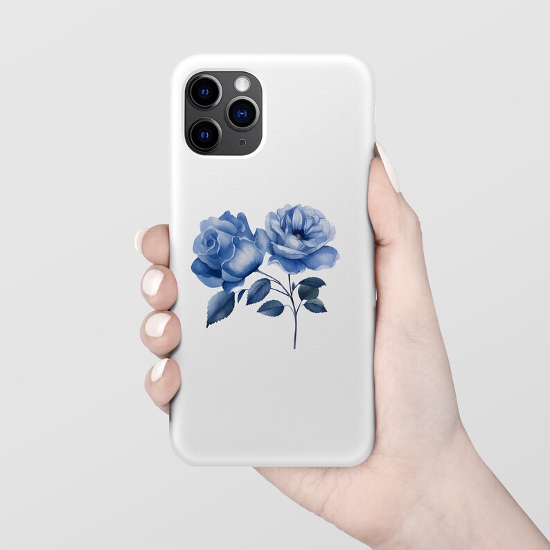 Navy Blue Roses Clipart - Navy Blue Florals - Whimsical Roses - Instant ...