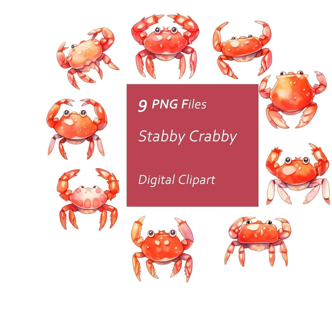 Stabby Crabby Clipart Set - Cute Crustacean - Sea Theme - Instant ...