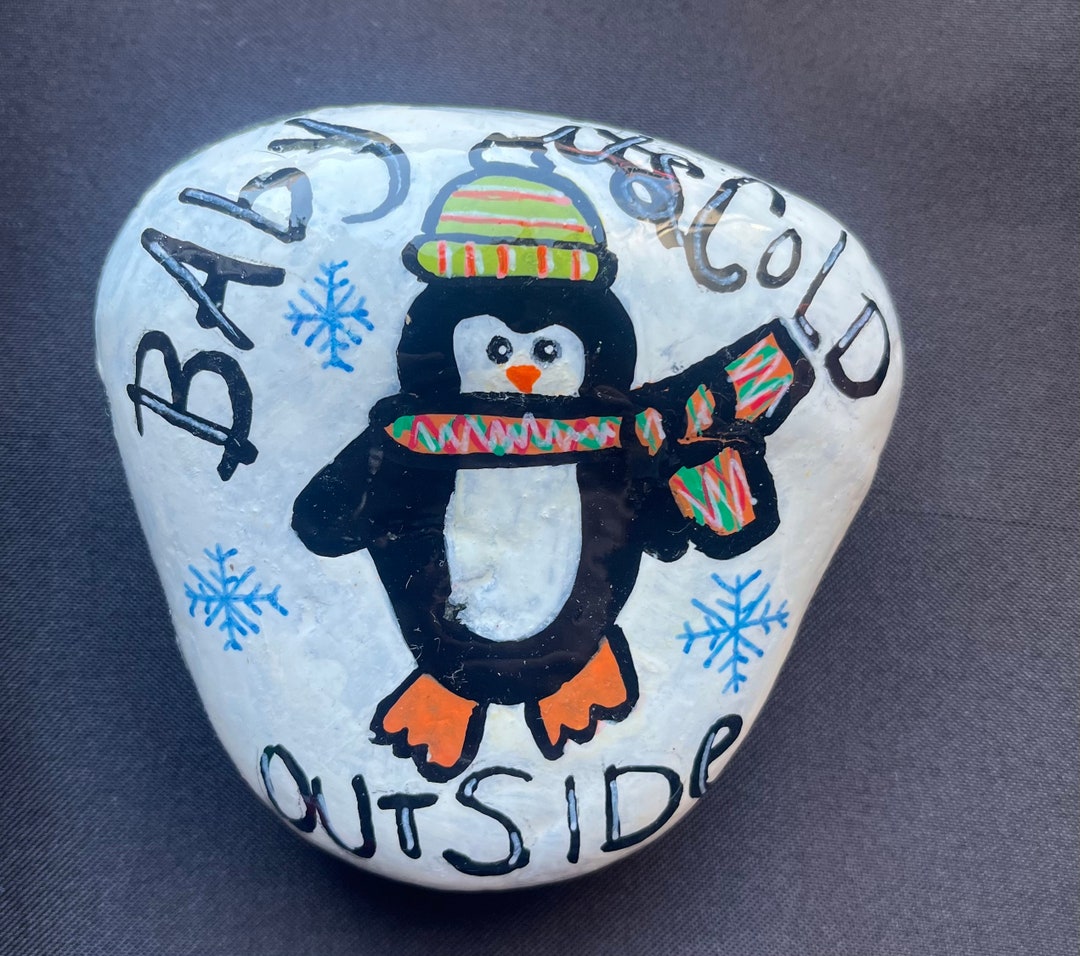 Penguin Painted Rock - Etsy