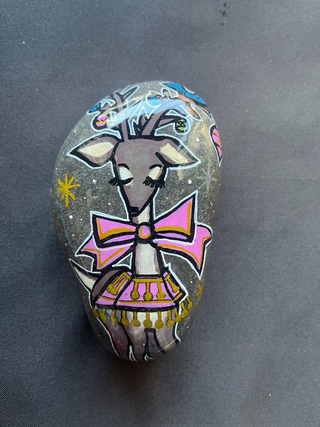 Reindeer Painted Rock - Etsy