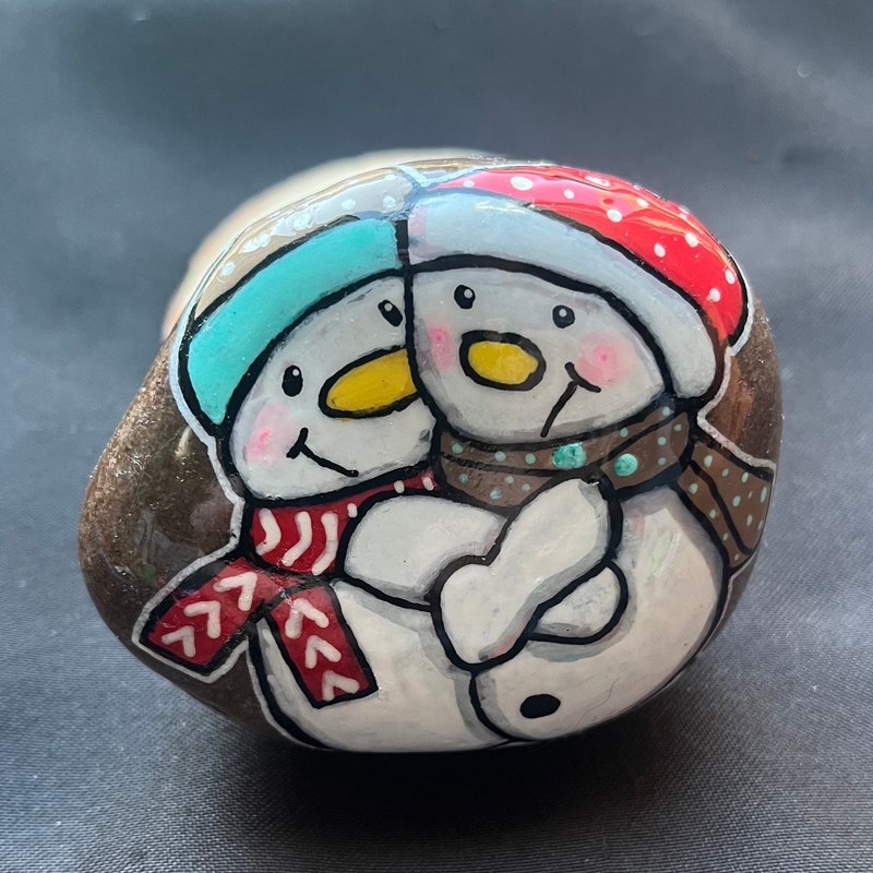 Painted Snowman Rocks - Etsy