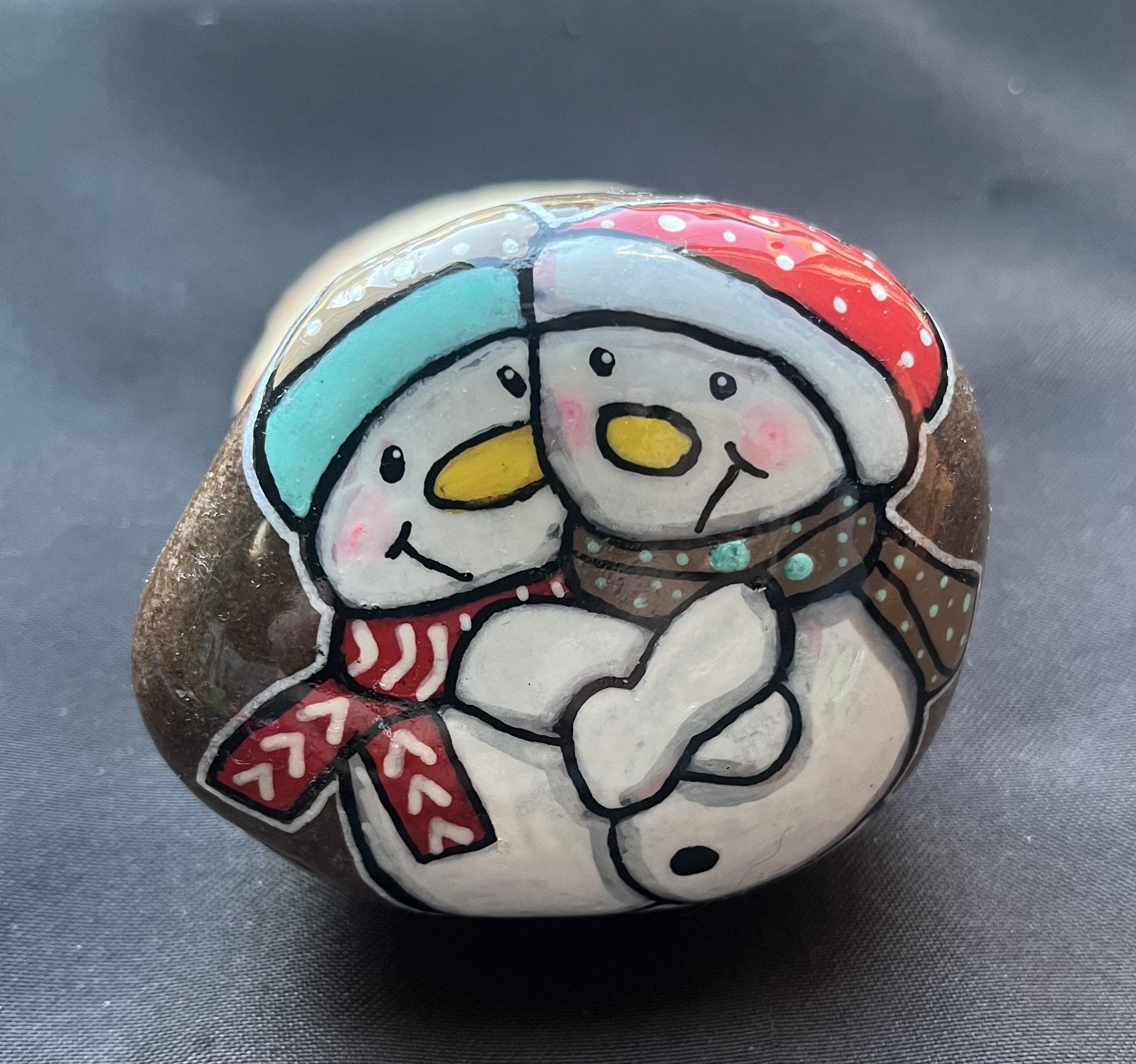 Snowman Painted Rock - Etsy