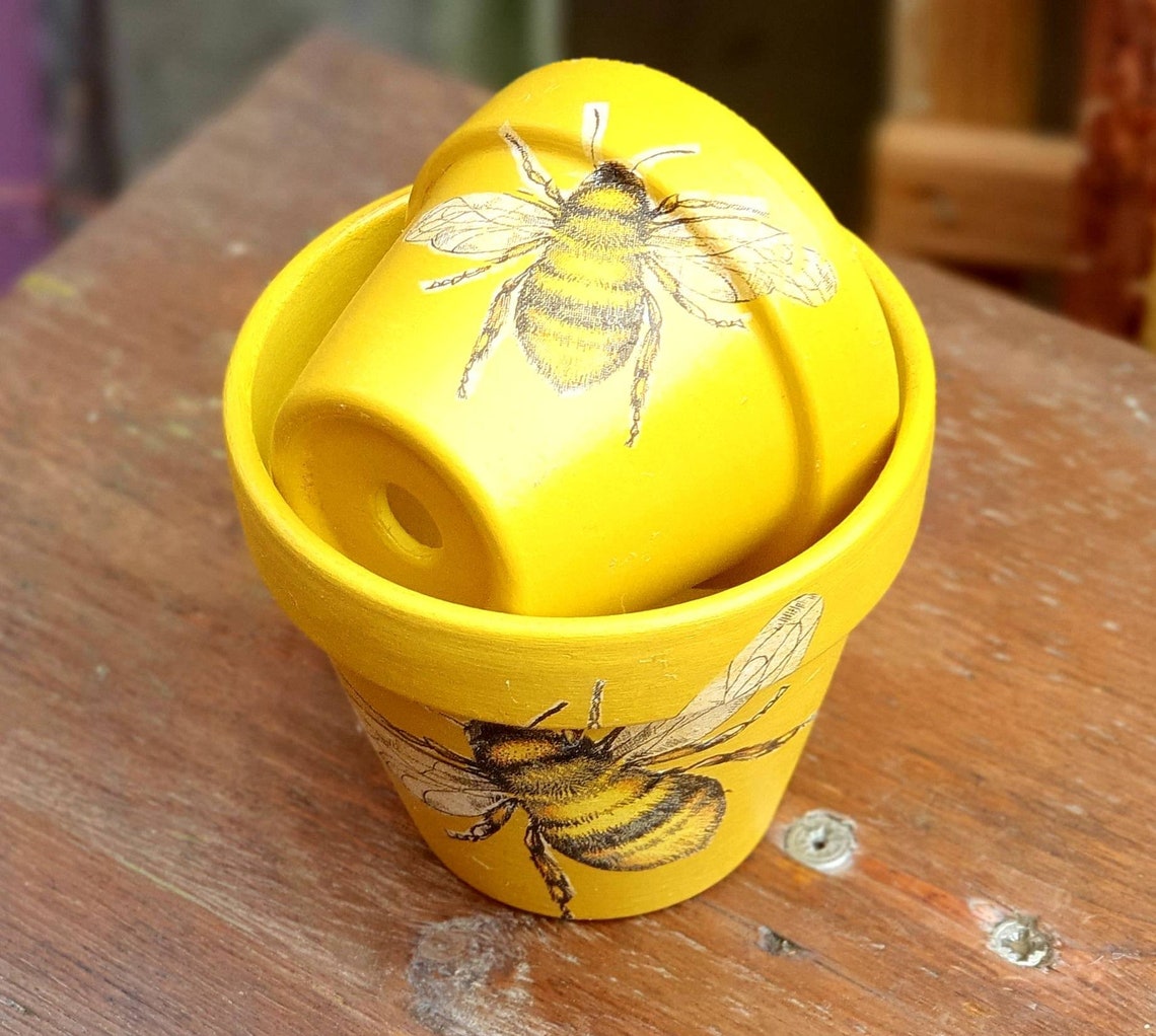 Bee Plant Pots With/without Saucer. Bee Plant Pots Yellow - Etsy
