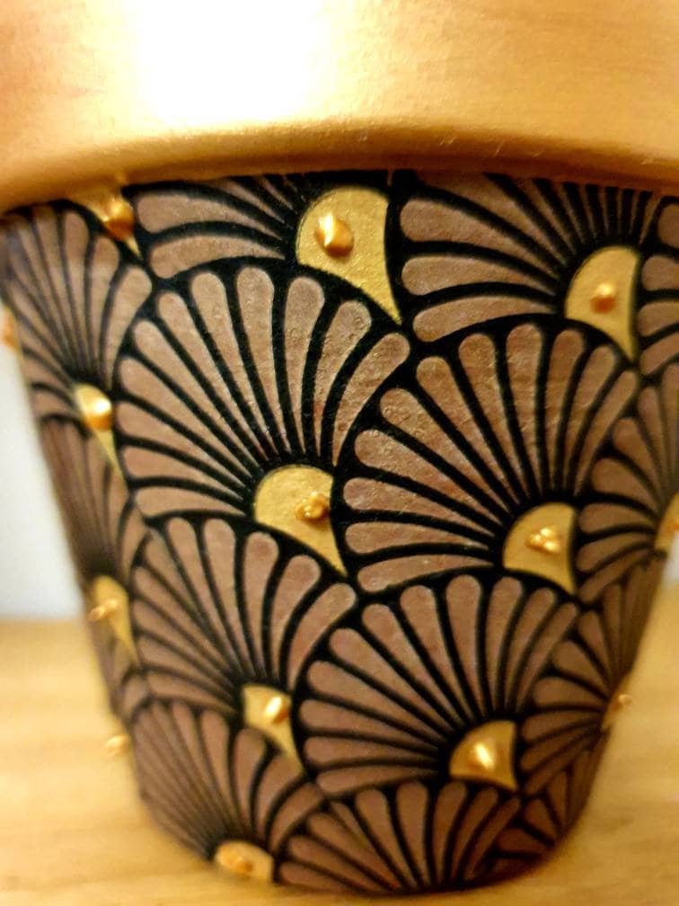 Decoupaged Art Deco Plant Pot/decoupaged Planter/gold Plant | Etsy
