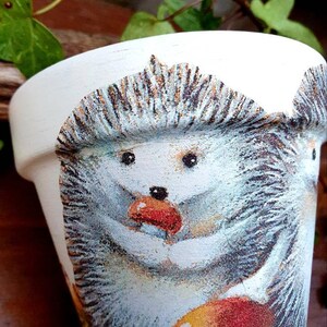 Hedgehog, Hedgehog Plant Pot, Mini Decorated Clay Plant Pot, Pots for ...