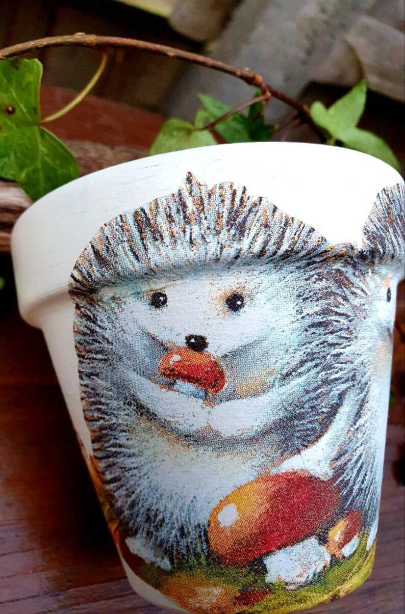 Hedgehog Hedgehog Plant Pot Mini Decorated Clay Plant Pot | Etsy