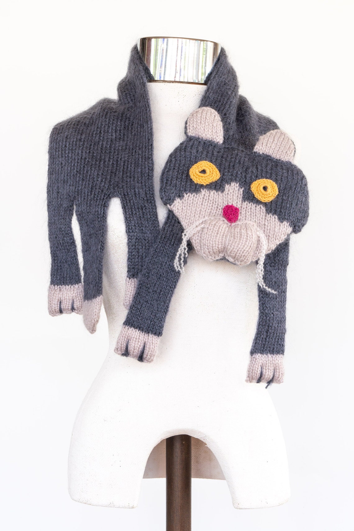 Bufanda de gato de punto doble en Kid Mohair hecho a mano Bufanda ...