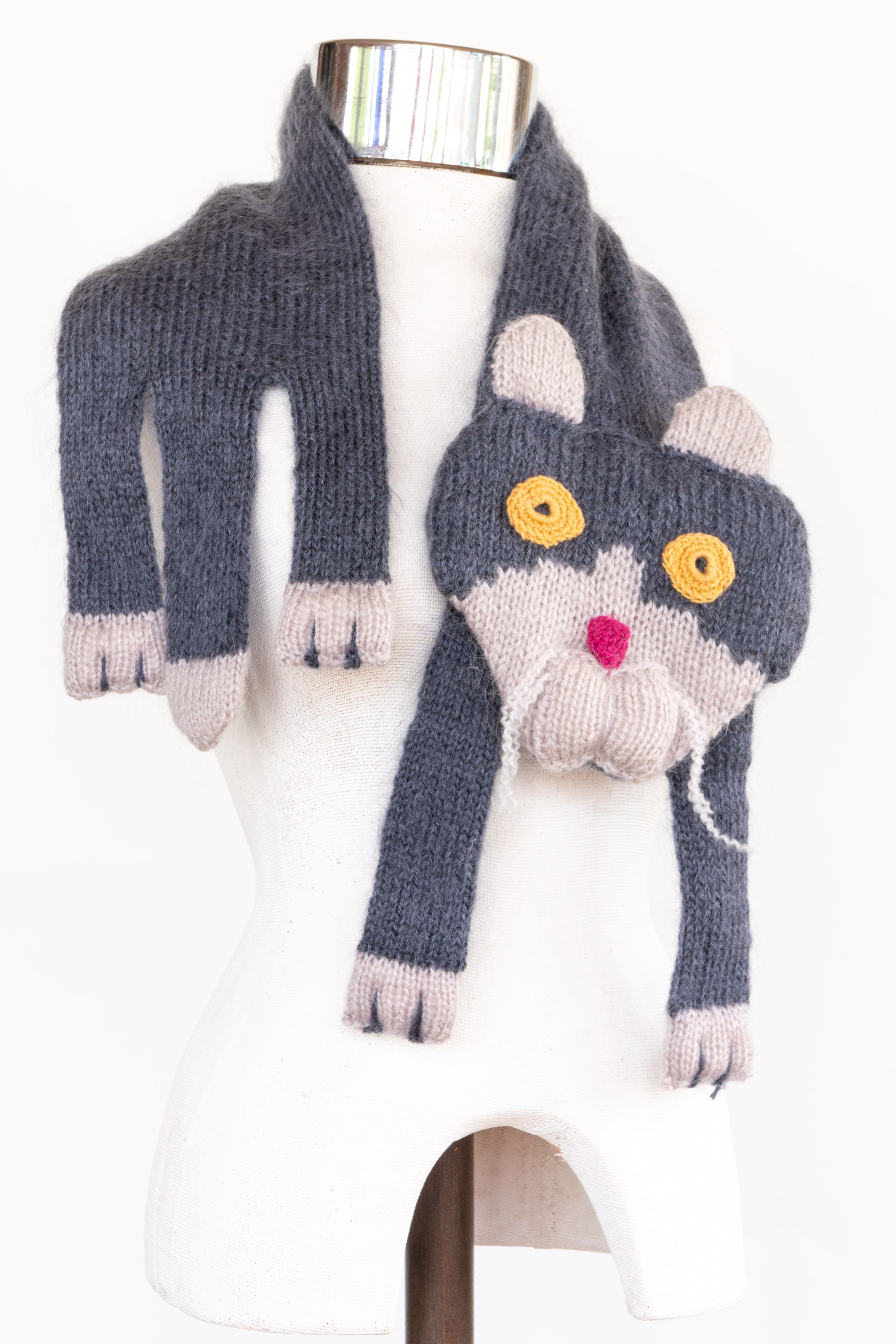 Bufanda de gato de punto doble en Kid Mohair hecho a mano Bufanda ...