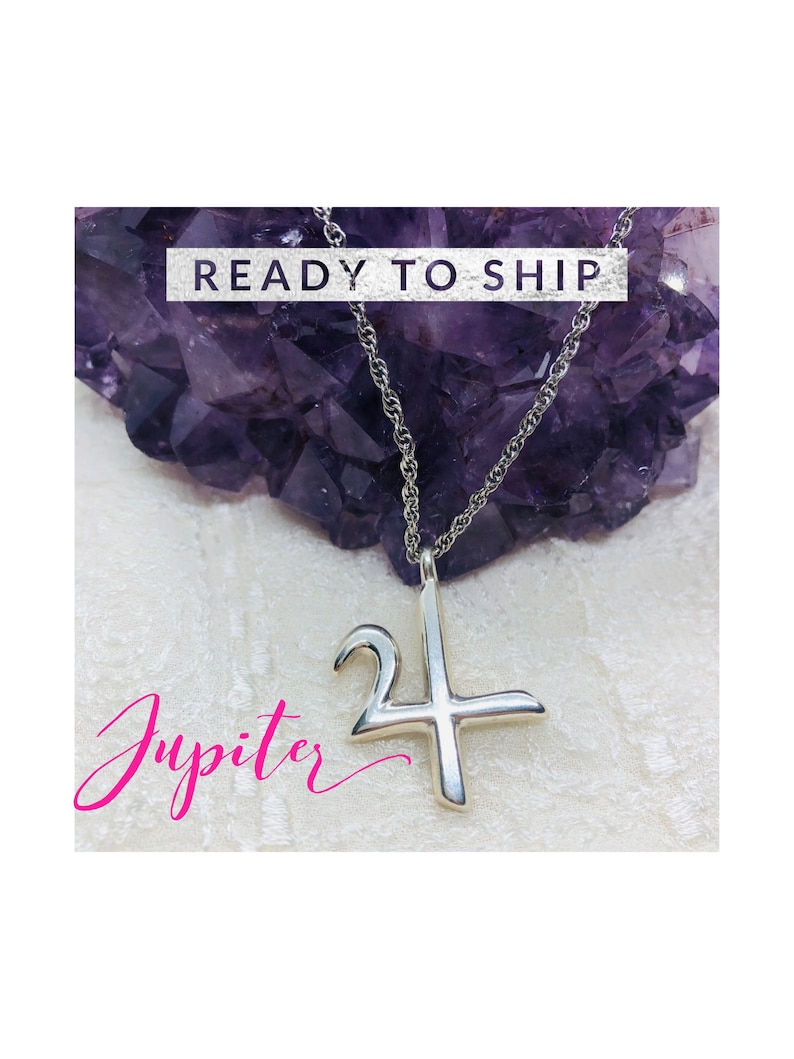 Sterling Silver Jupiter Symbol Pendant Necklace - Etsy