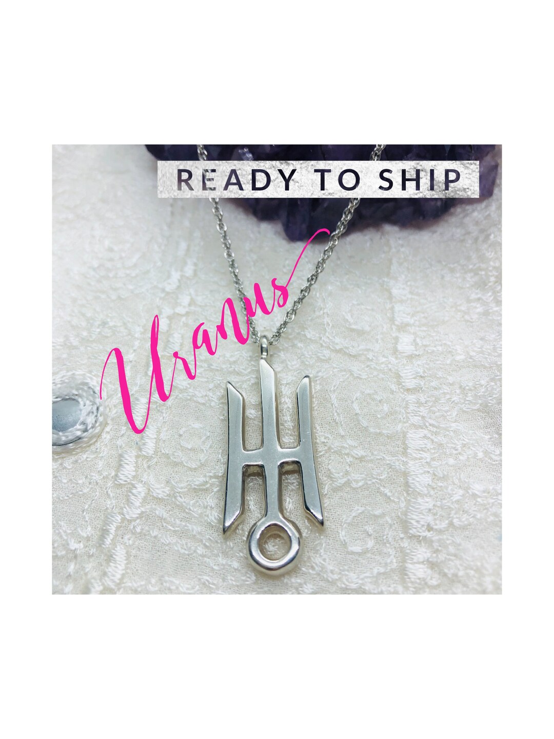 Uranus / Sterling Silver Uranus Pendant / Uranus Symbol Pendant / Uranus Necklace / Planet ...