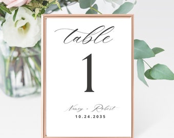 Wedding Table Numbers, Printable Table Numbers Wedding, Editable Table Number Template, Table ...
