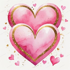 16 Cute Heart Clipart | Valentine’s Day Designs | Digital Watercolor ...